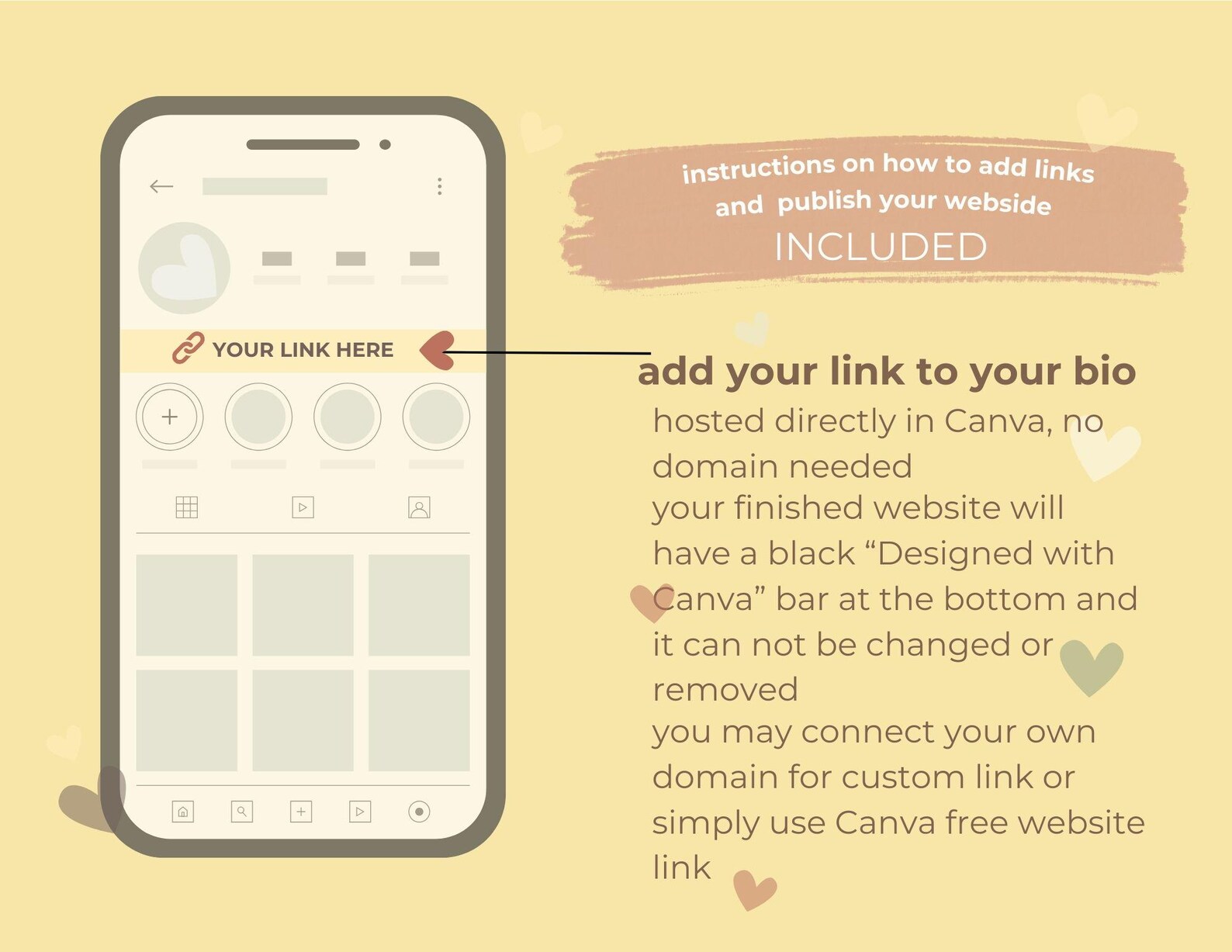 Link in Bio Page Template Canva, Editable Links Website, Instagram ...