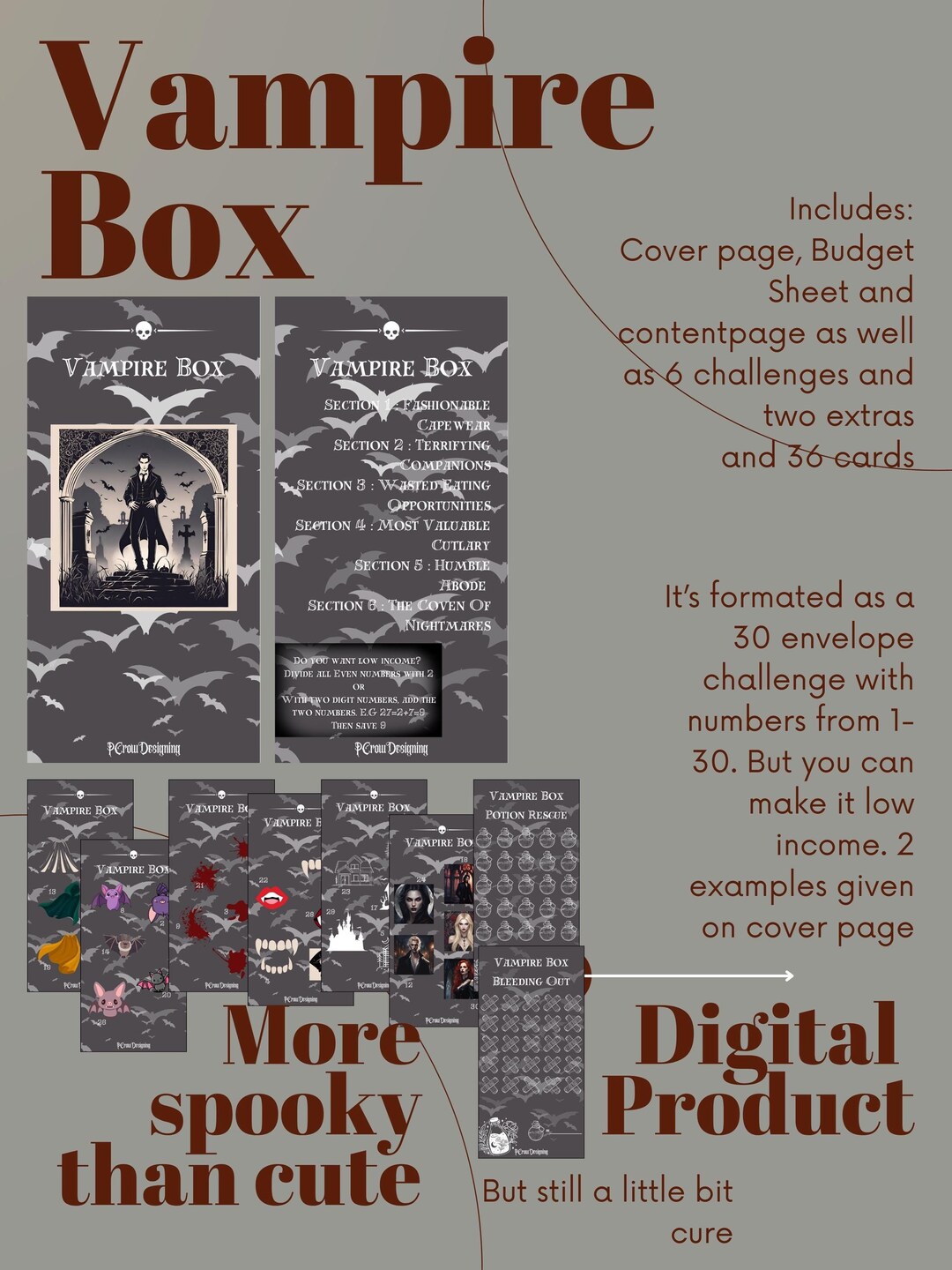 VAMPIRE BOX 30 Envelope Savings Challenge for Cashstuffing - Etsy