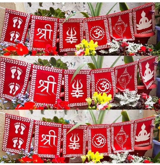 Aipan Toran / Flags / Red Yellow White/ Handmade - Etsy