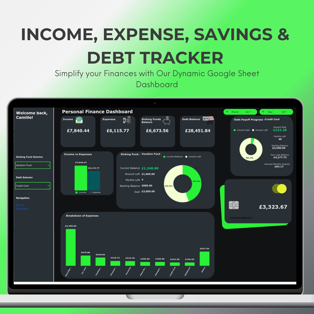 Sinking Funds and Debt Tracker, Income & Expense Tracker Spreadsheet ...