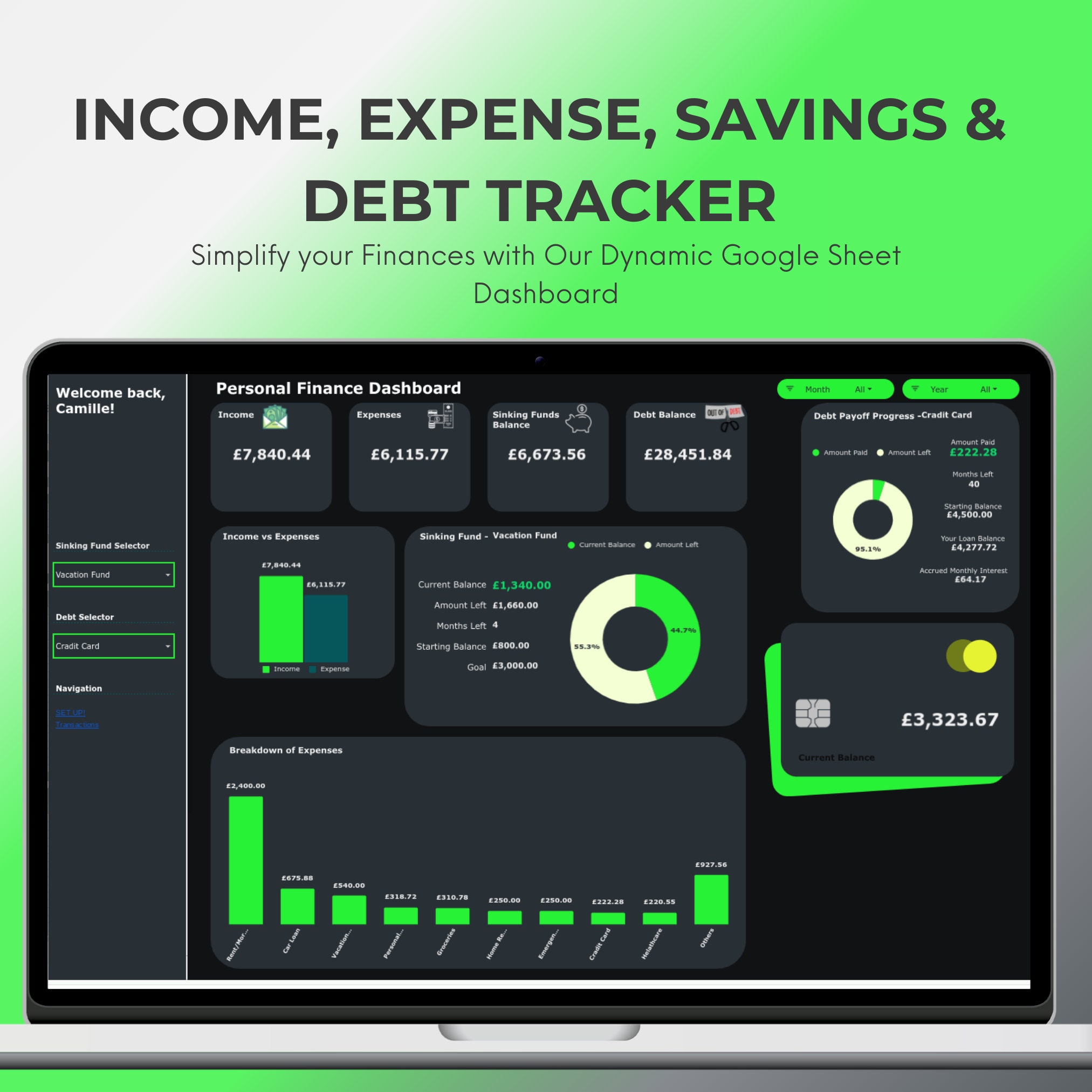 Sinking Funds and Debt Tracker, Income & Expense Tracker Spreadsheet ...