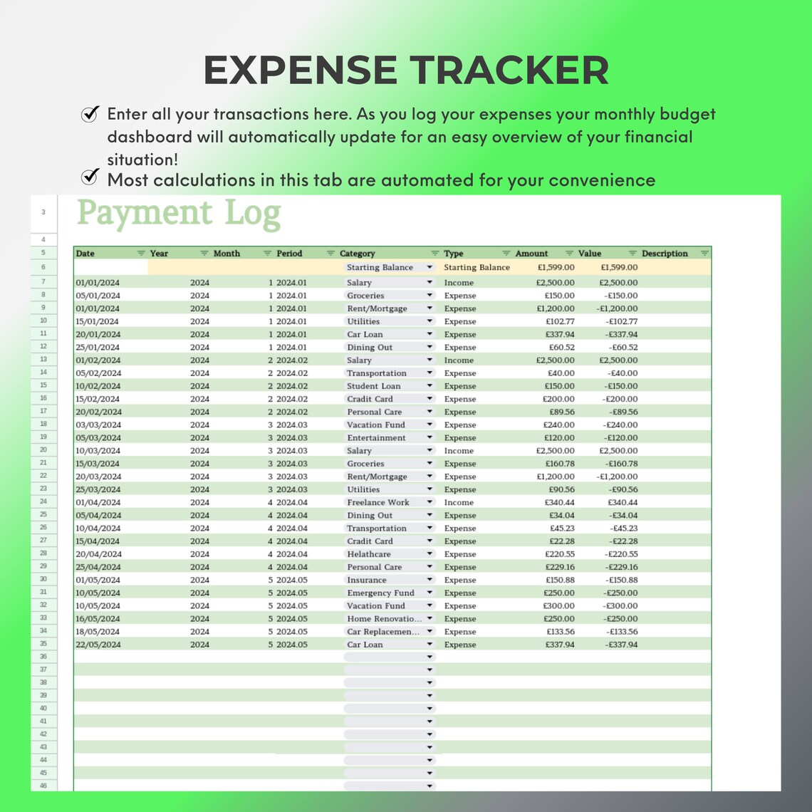 Sinking Funds and Debt Tracker, Income & Expense Tracker Spreadsheet ...