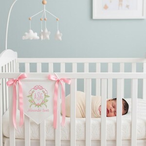 Personalized Baby Banner, Floral Monogram, Nursery Decor - Etsy