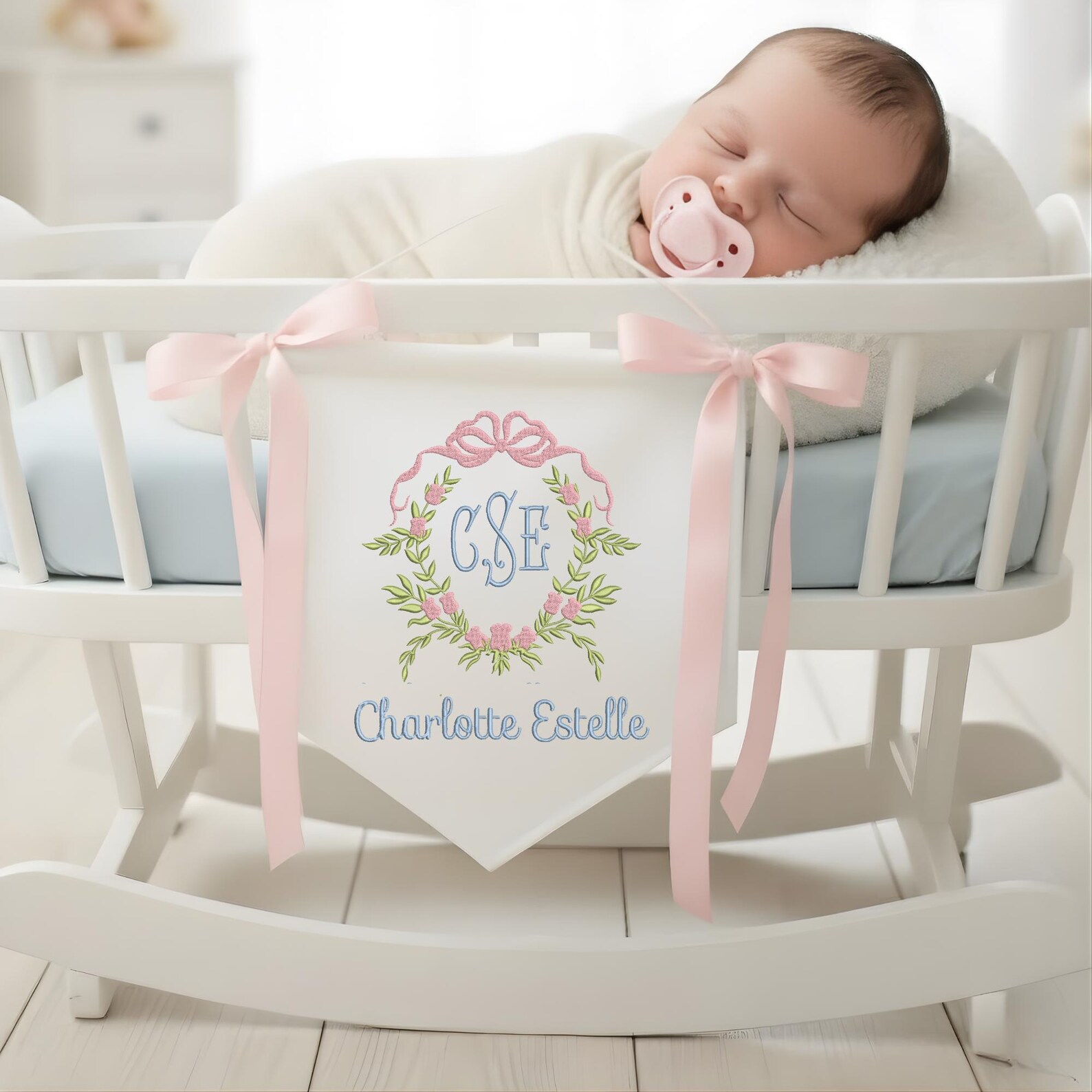 Personalized Baby Banner, Floral Monogram, Nursery Decor - Etsy