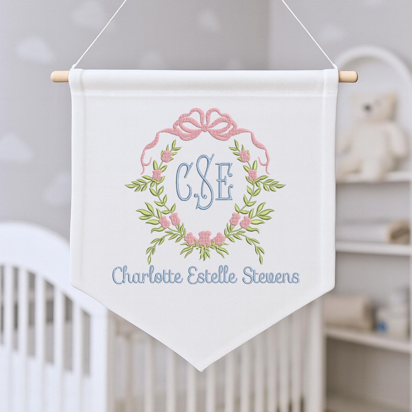 Personalized Baby Banner, Floral Monogram, Nursery Decor - Etsy