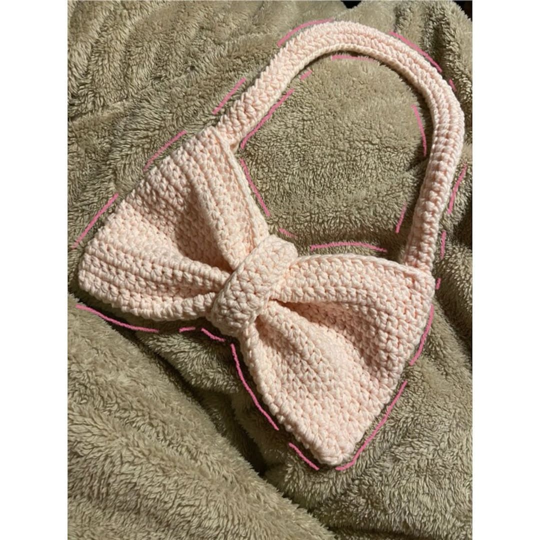 Satin Bow Crochet Bag, Ribbon Crochet Bag, Shoulder Bag, Coquette ...