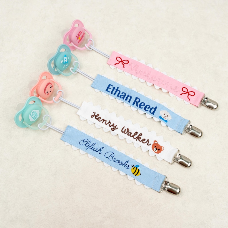 Personalized Baby Pacifier Clip – Custom Name Paci Holder With Cute ...