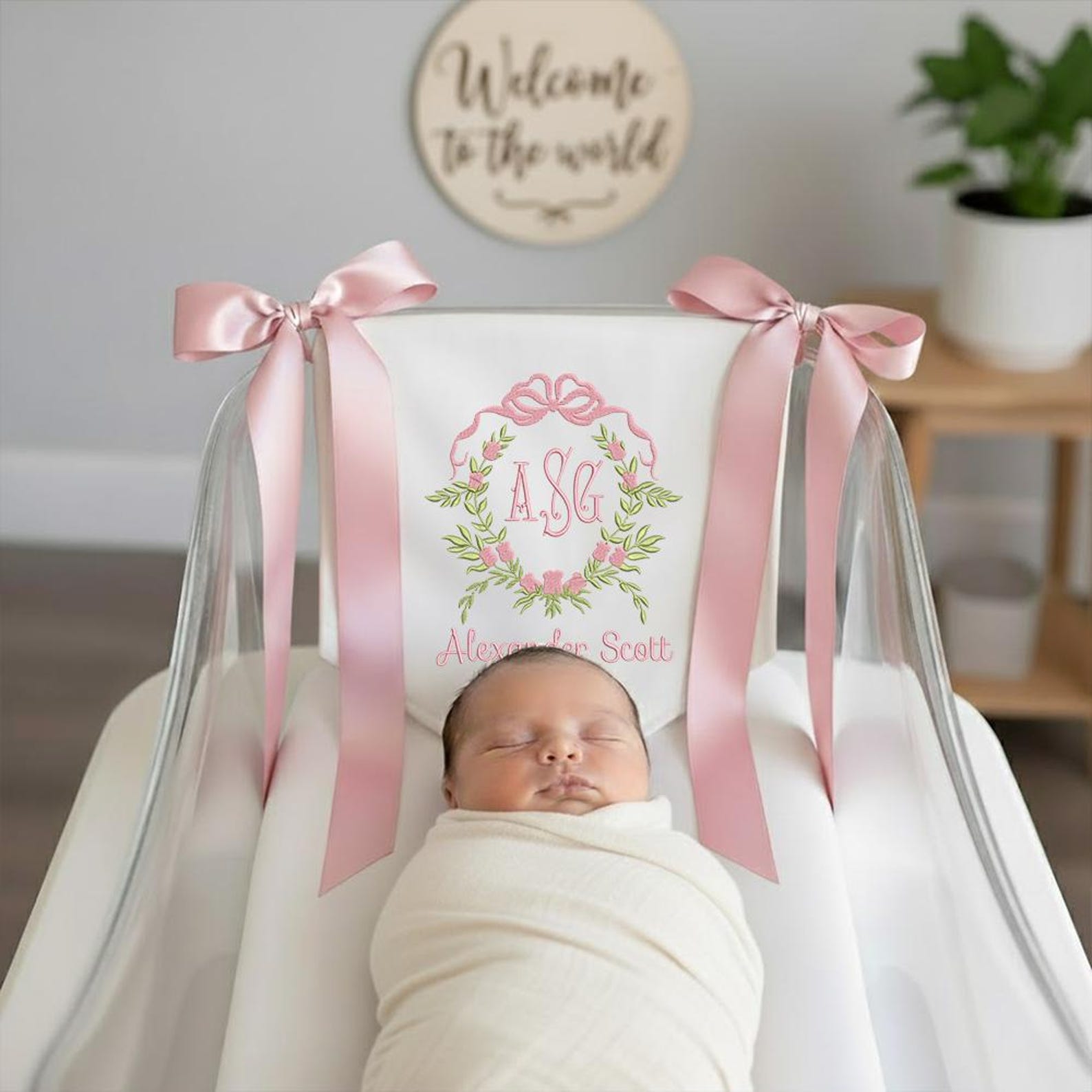 Personalized Baby Banner, Floral Monogram, Nursery Decor - Etsy