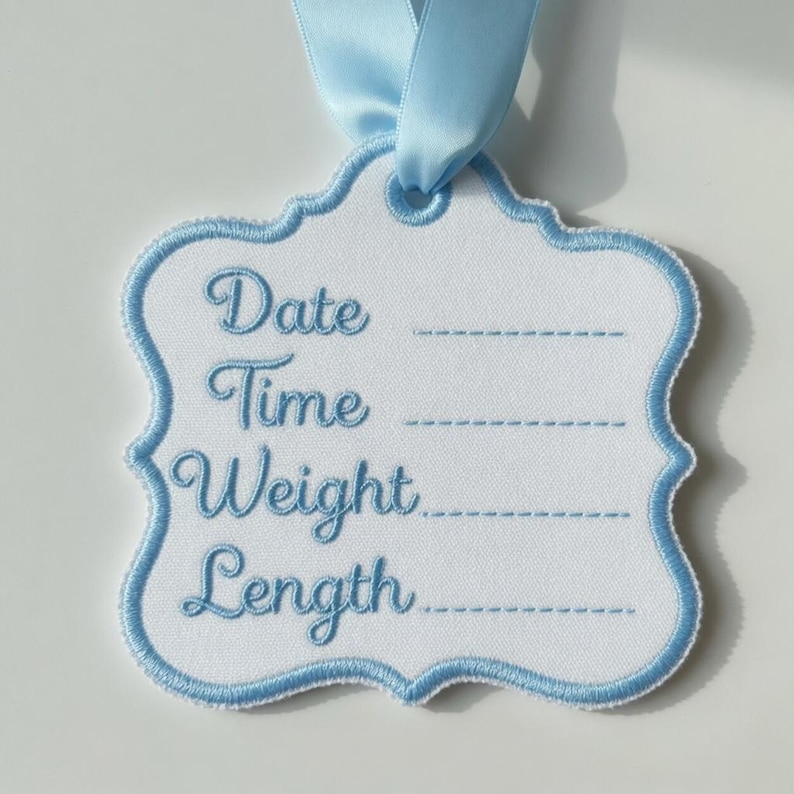 Embroidered Birth Name Tag – Baby Stats Keepsake, Hospital Bassinet ...