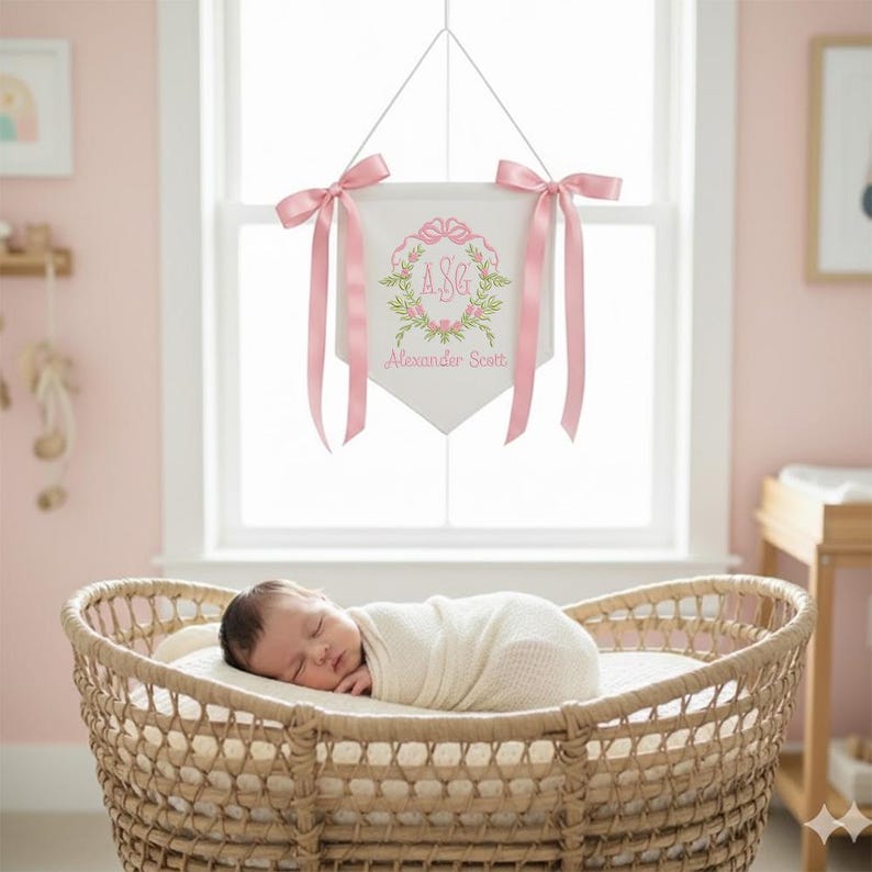 Personalized Baby Banner, Floral Monogram, Nursery Decor - Etsy