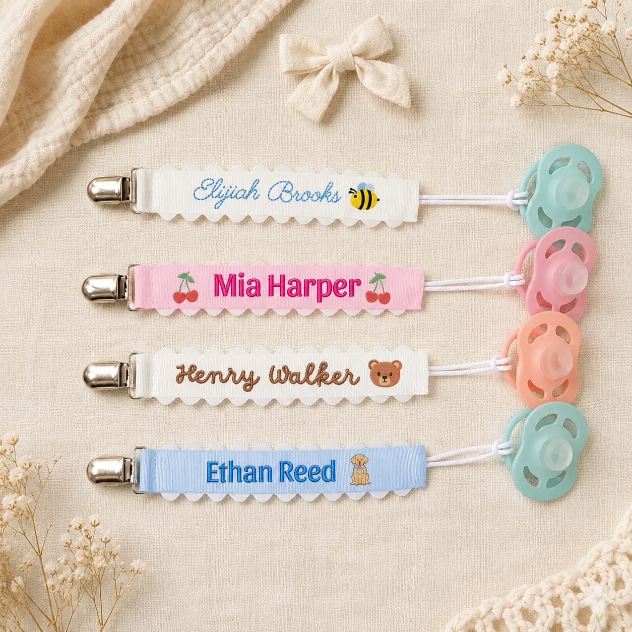 Personalized Pacifier Clips, Monogram Pacifier Clip, Pacifier Holder ...