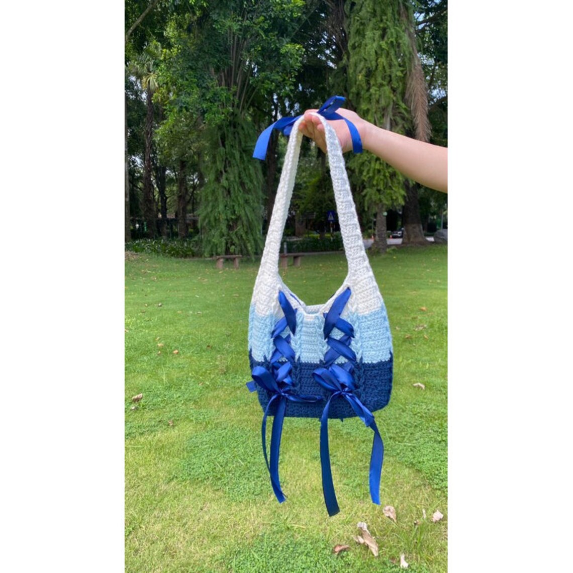 Crochet Bag With Ribbon Ribbon Crochet Bag Shoulder Bag - Etsy