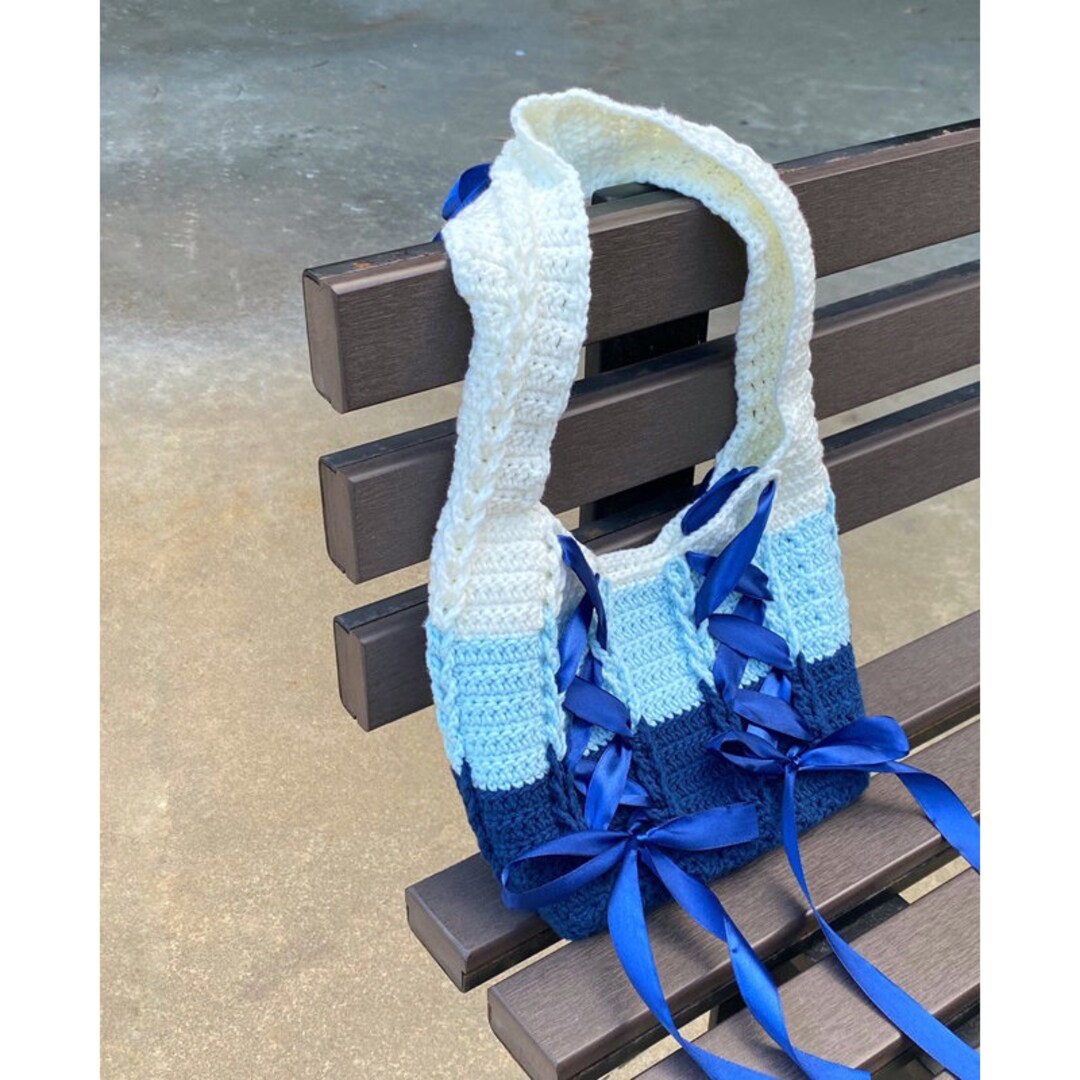 Crochet Bag With Ribbon Ribbon Crochet Bag Shoulder Bag - Etsy