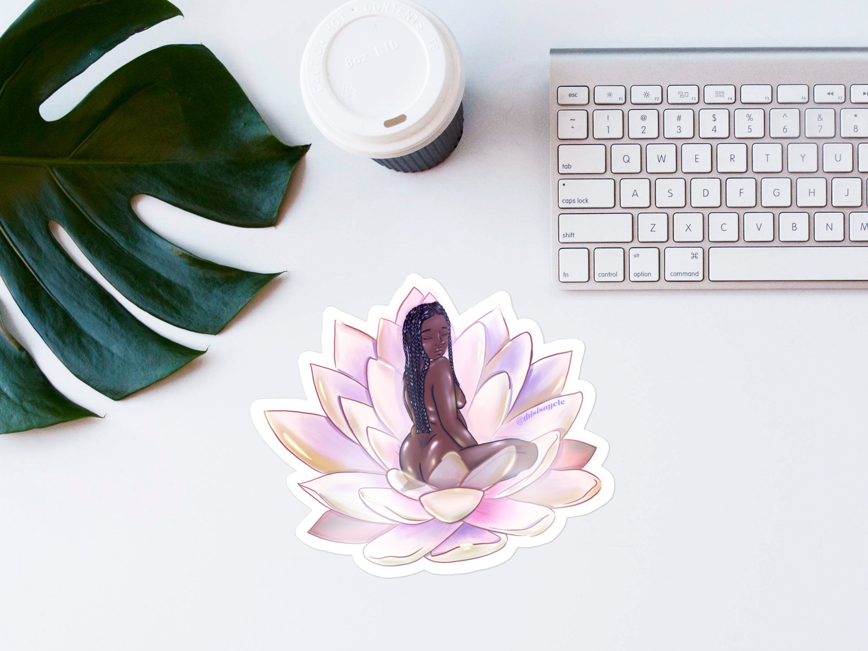 Pond Princess 2, Black Woman Sticker, Divine Feminine Sticker, Lotus ...