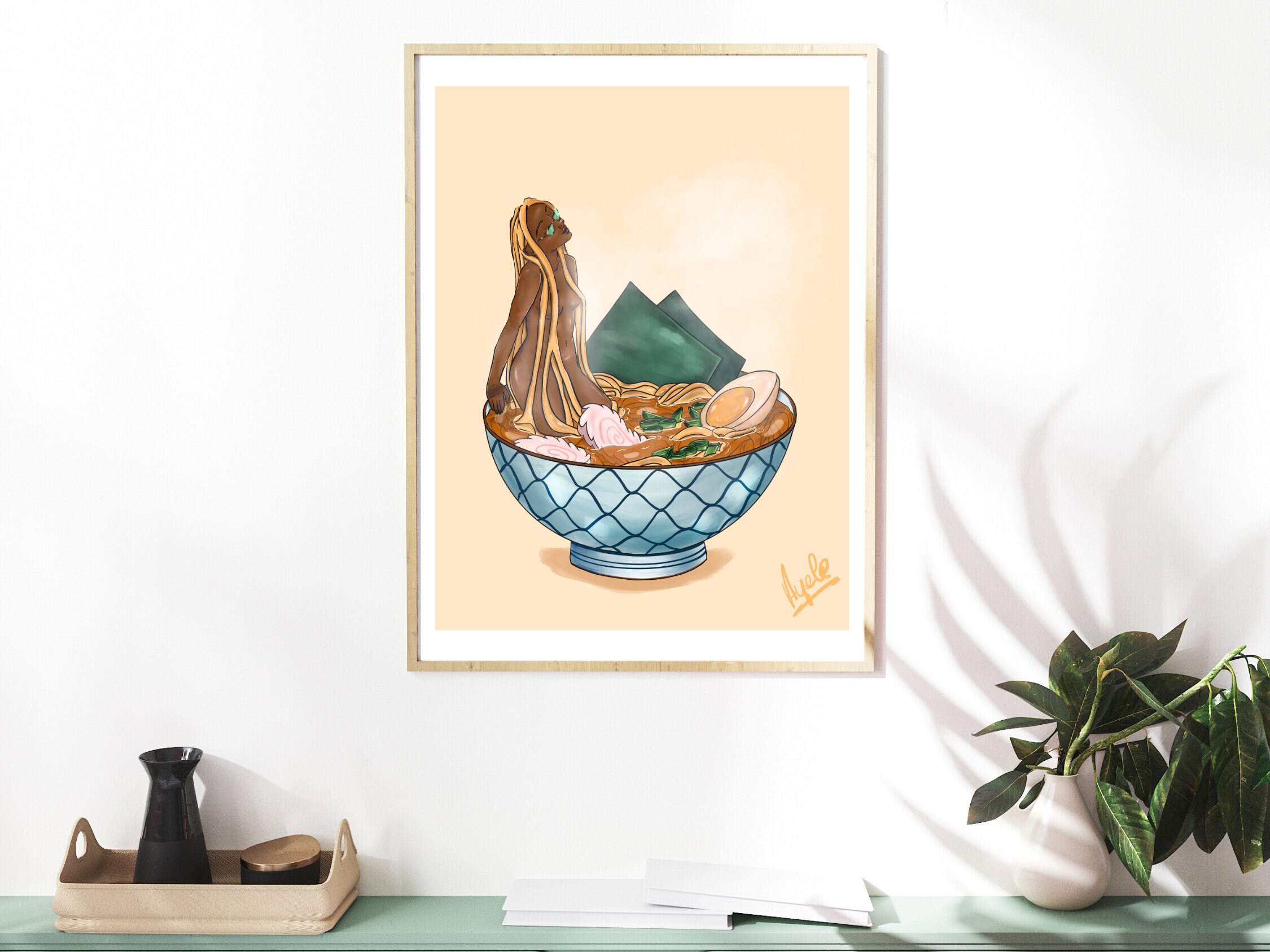 Ramen Girl Art Print, Ramen, Kitchen Poster, Asian Food, Wall Art ...