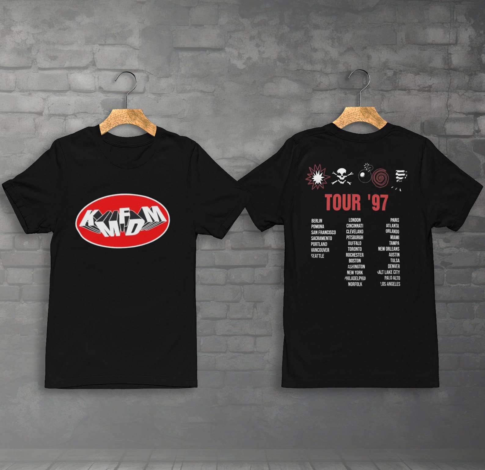 VTG 90's KMFDM Band Shirt, KMFDM 1997 Symbols Tour Concert Unisex T ...