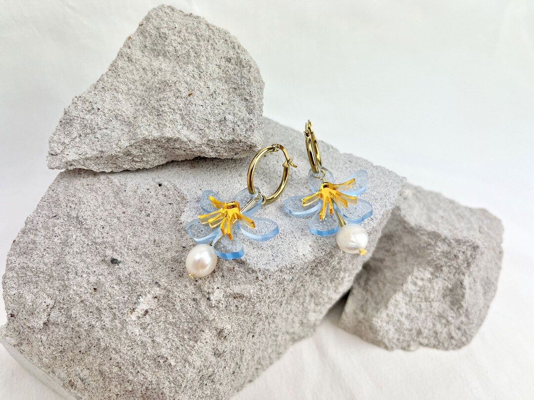 The ICED LILLY Hoops Floral Lasercut Acrylic Hoop Earrings Freshwater ...