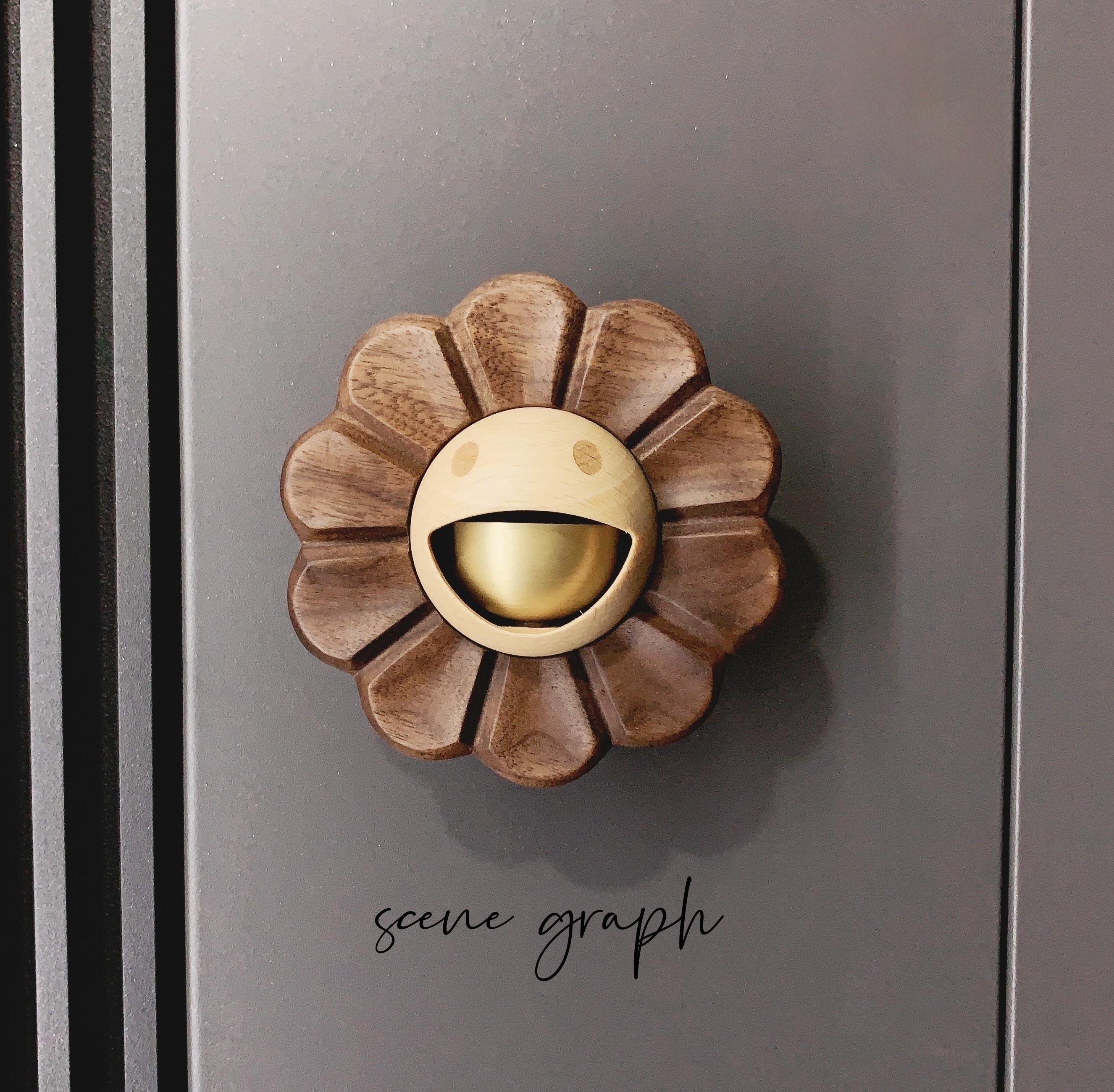 Handcrafted Walnut Doorbell/brass Bell/sunflower Doorbell/home ...