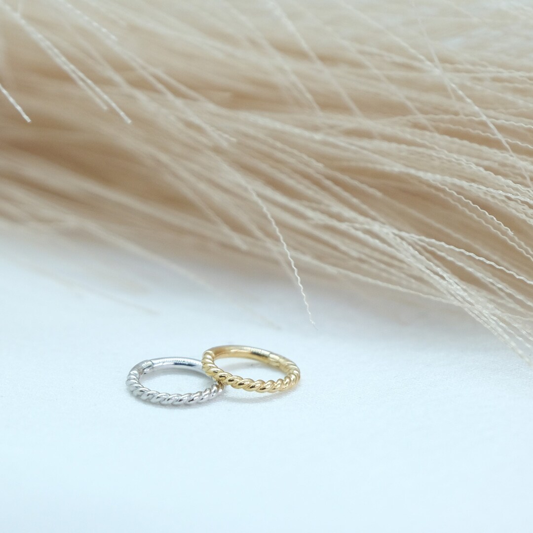 9ct Gold 9mm Rope Hinge Ring Fine Gold Cartilage Ring Rook Ring Tragus ...