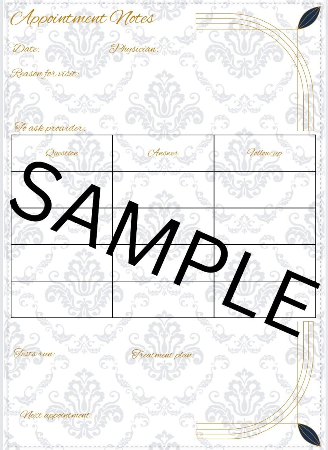 Doctors Appointment Notes Organizer Classy - Etsy