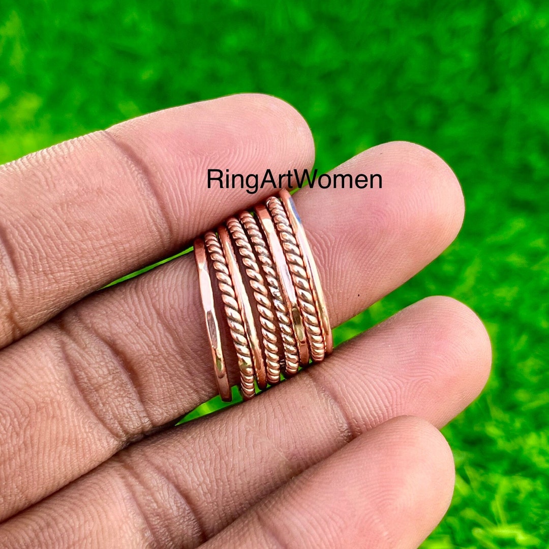 Minimalist Ring, Set of 8 Solid Copper Ring, Stacking Ring, Women Ring ...