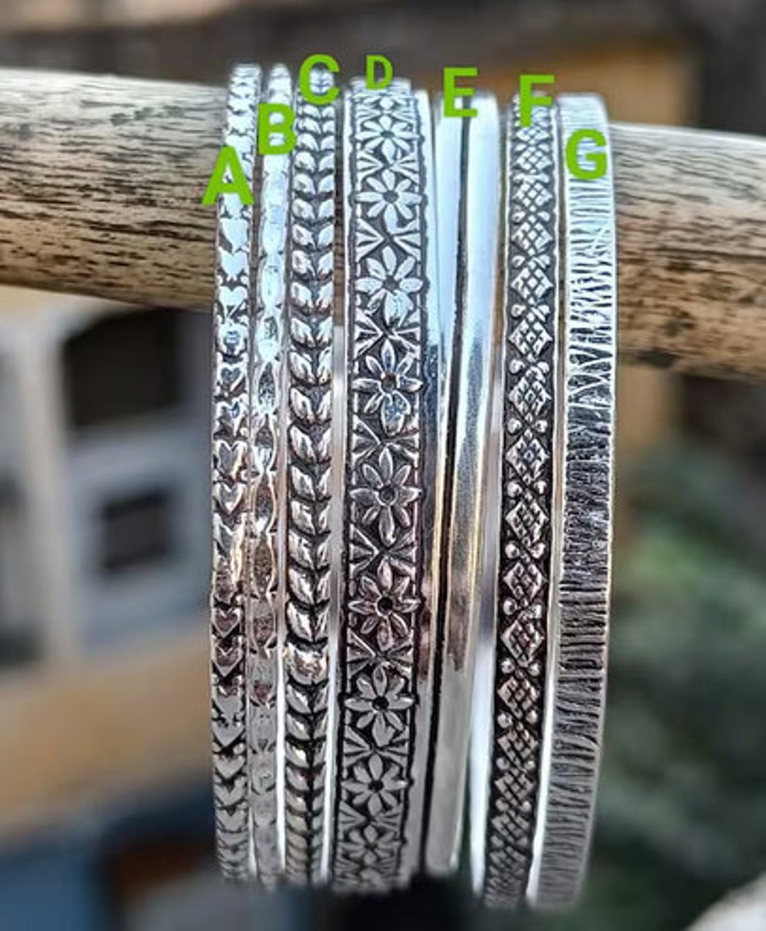 925 Sterling Silver Bangles, 7 Design Bangles, Stackable Bangles, 925 ...