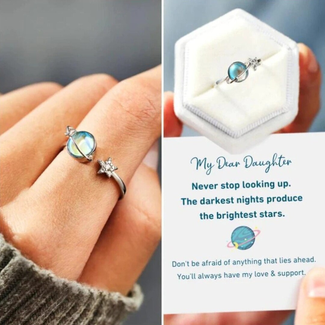 To My Daughter Fidget Ring, Sterling Silver Ring, Moon & Star Ring ...