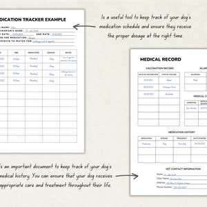 Dog Health Record Printable: Vet Visits, Vaccinations, Allergies (PDF ...