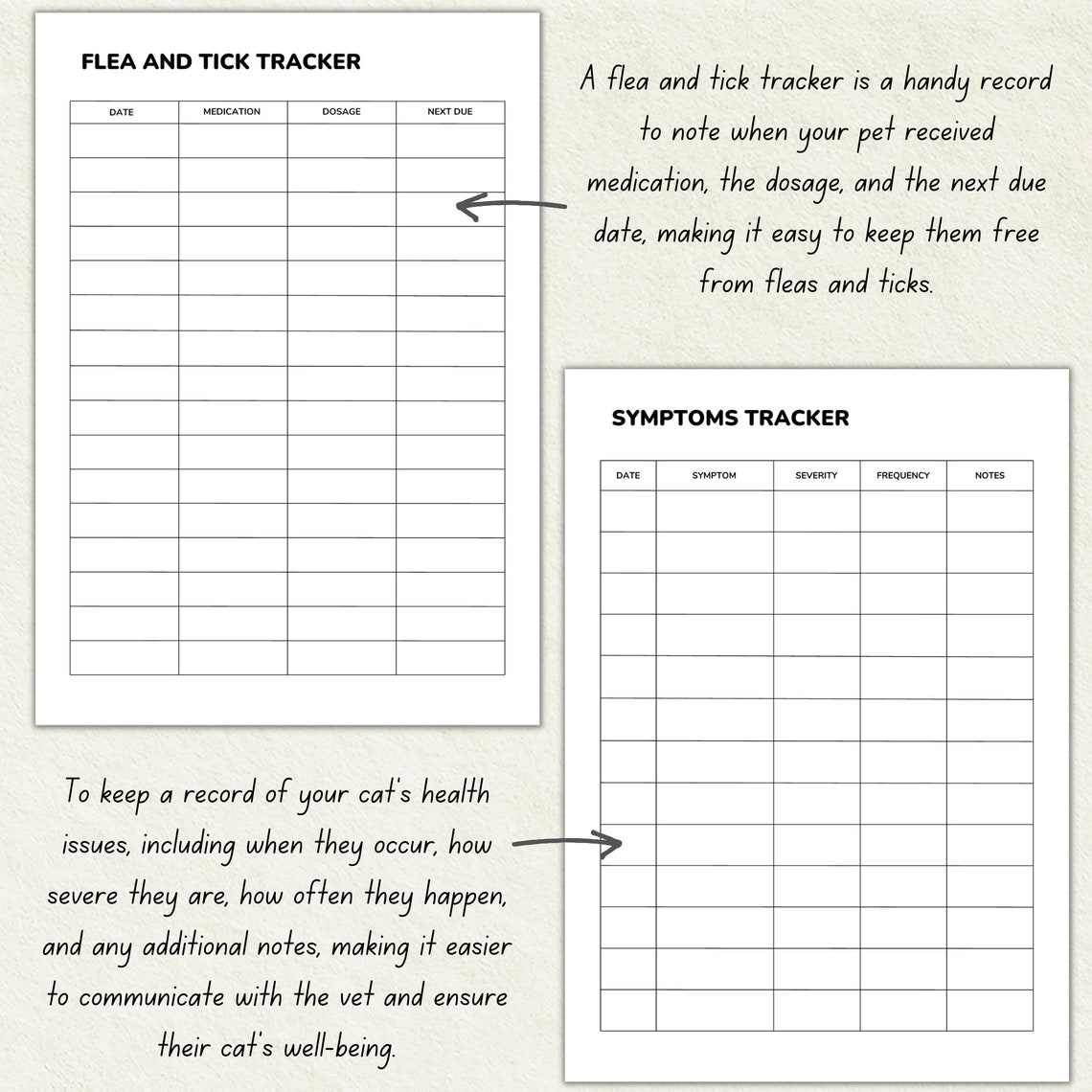 Cat Health Record Printable Kitten Vaccine Record Vet Appointments Cat ...