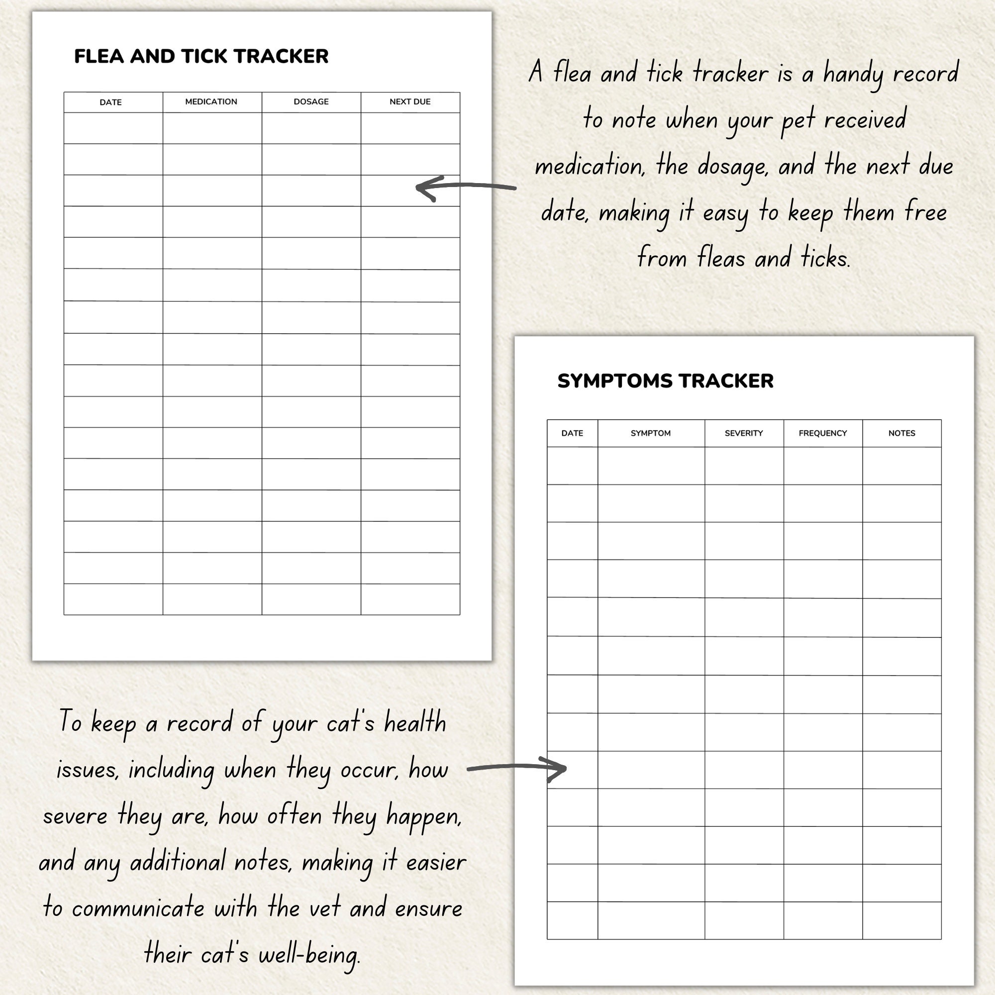 Cat Health Record Printable Kitten Vaccine Record Vet Appointments Cat ...