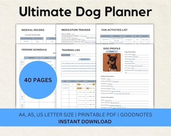 Ultimate Dog Planner Printable Dog Care Dog Journal Pet Planner Pet ...