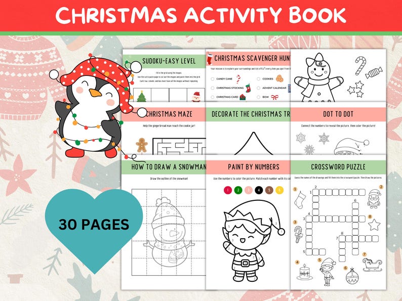 Christmas Activity Book Printable Christmas Activities Christmas ...