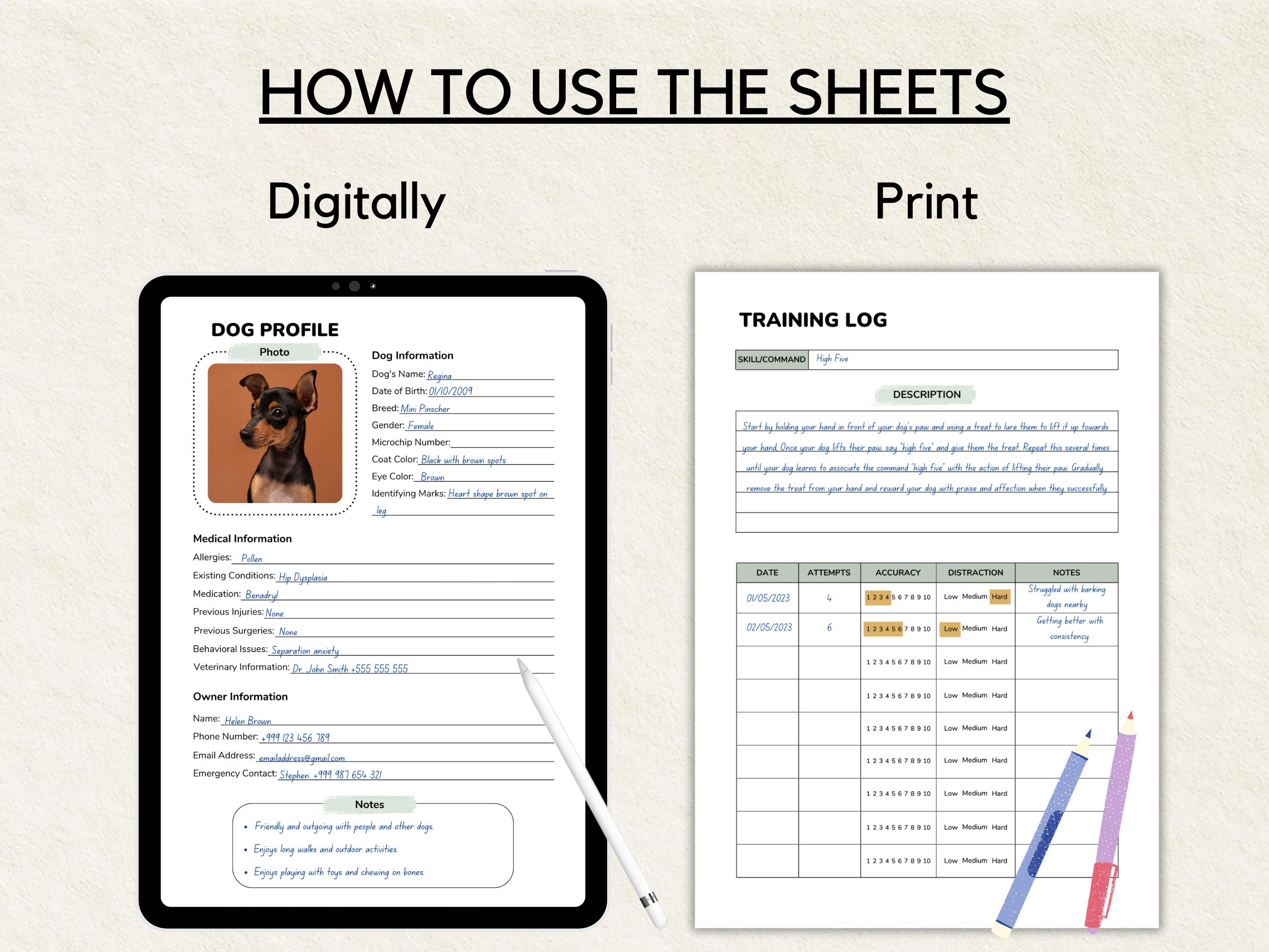 Ultimate Dog Planner Printable Dog Care Dog Journal Pet Planner Pet ...