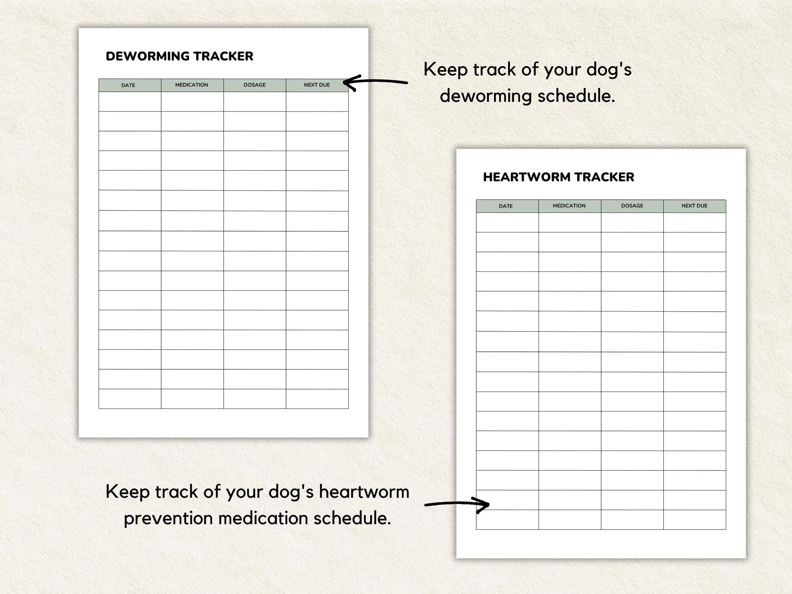 Dog Health Record Printable Dog Vaccination Record Vet Appointments ...
