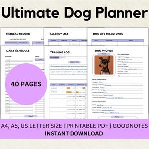 Ultimate Dog Planner Printable Dog Care Dog Journal Pet Planner Pet ...