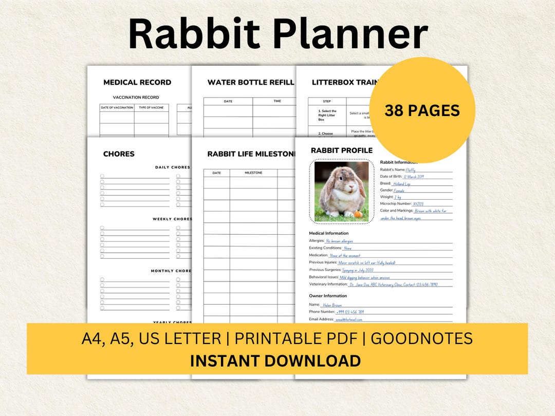 Rabbit Planner Rabbit Bundle Planner Printable Goodnotes Rabbit Log ...