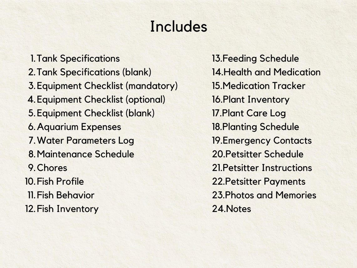 Fish Planner Bundle Aquarium Journal Printable Aquarium Logbook ...