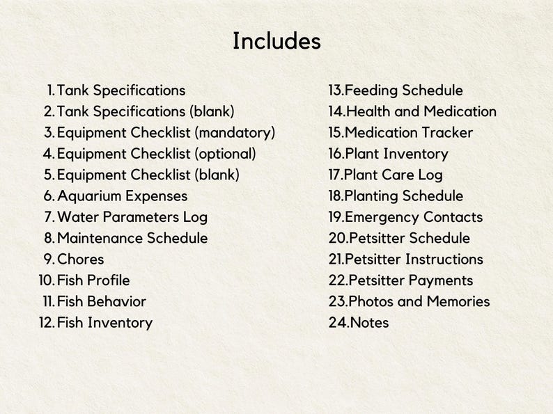 Fish Planner Bundle Aquarium Journal Printable Aquarium Logbook ...
