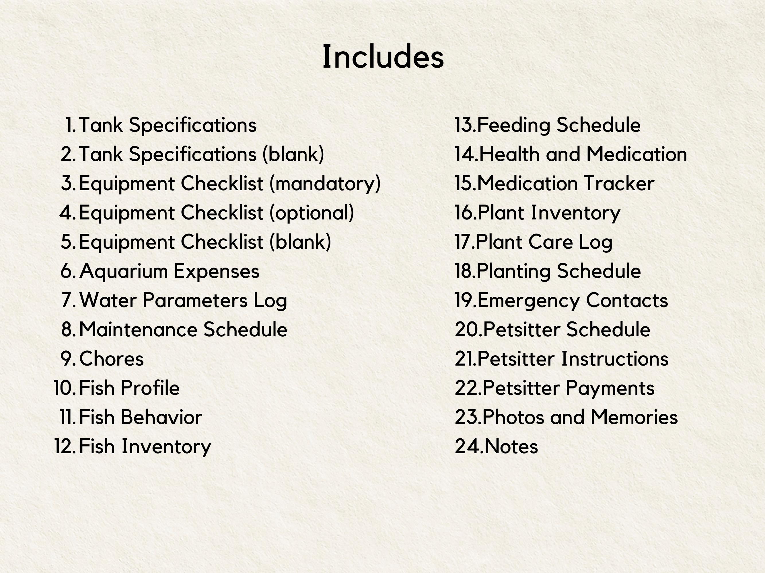 Fish Planner Bundle Aquarium Journal Printable Aquarium Logbook ...