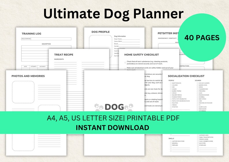 Ultimate Dog Planner Printable Dog Care Pet Planner Pet Care - Etsy