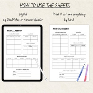 Cat Health Record Printable Kitten Vaccine Record Vet Appointments Cat ...