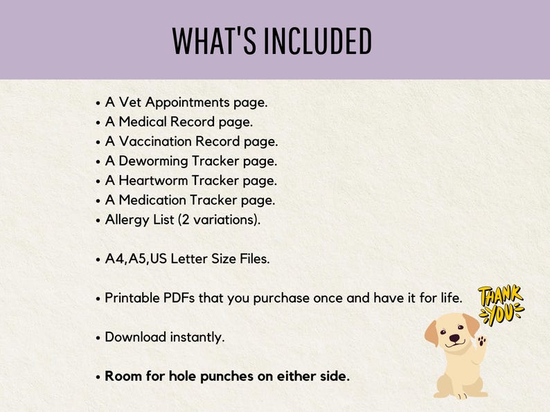 Dog Health Record Printable Dog Vaccination Record Vet Appointments ...
