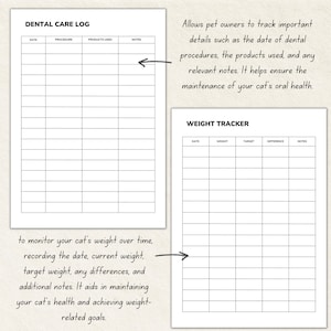 Cat Health Record Printable Kitten Vaccine Record Vet Appointments Cat ...