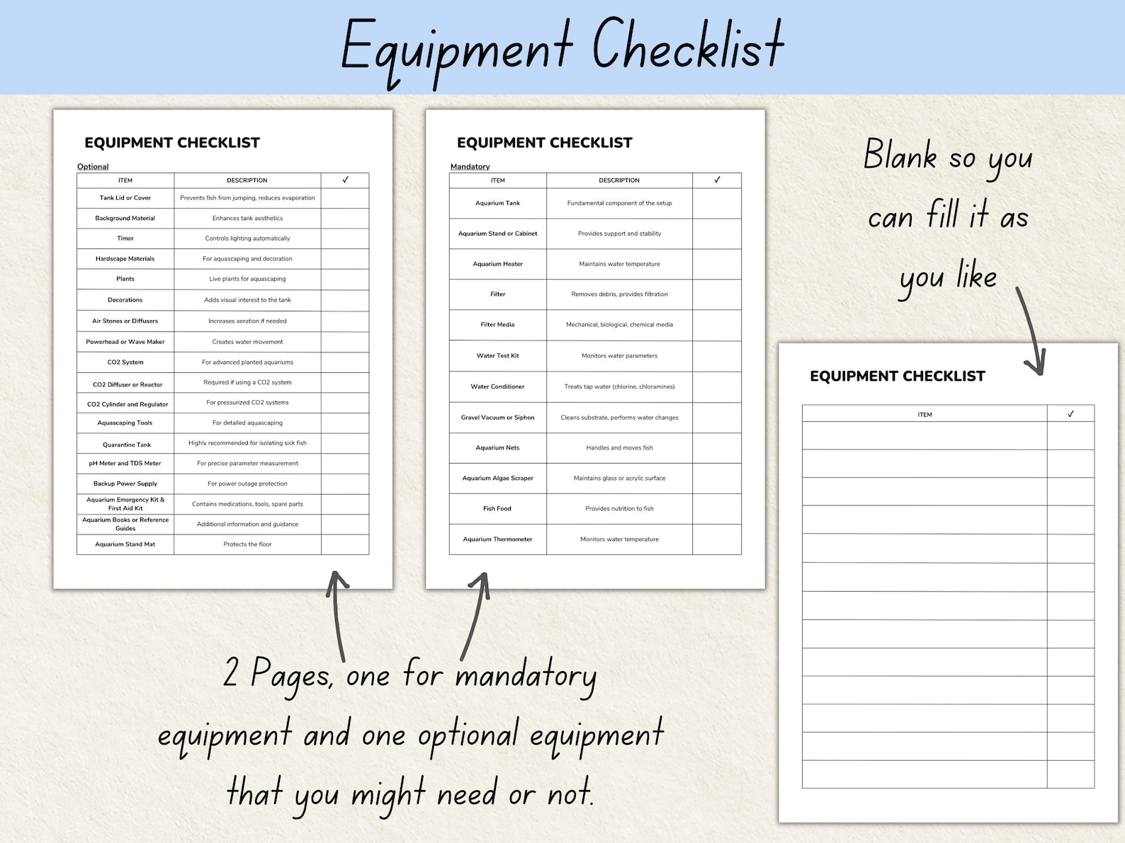 Fish Planner Bundle Aquarium Journal Printable Aquarium Logbook ...