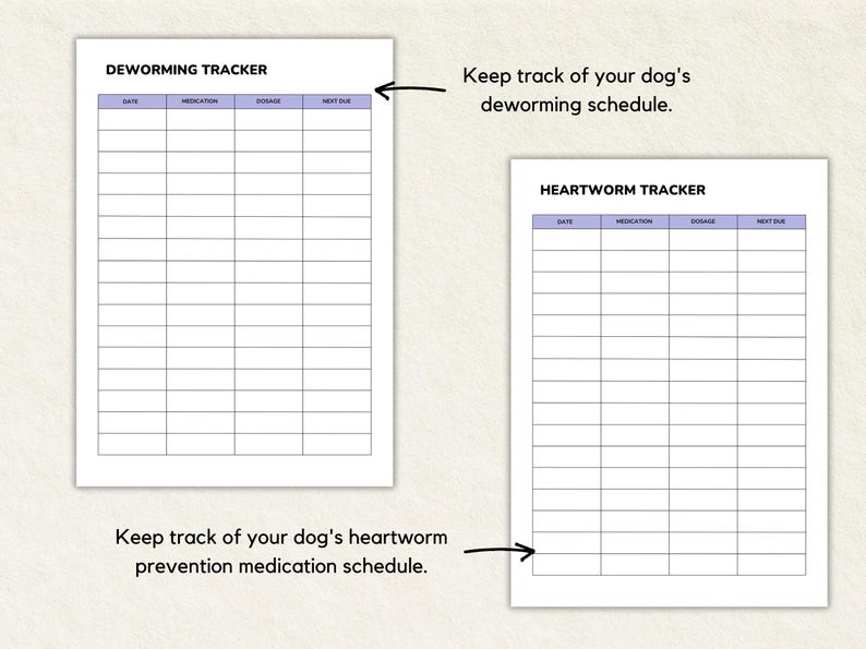 Dog Health Record Printable Dog Vaccination Record Vet Appointments ...