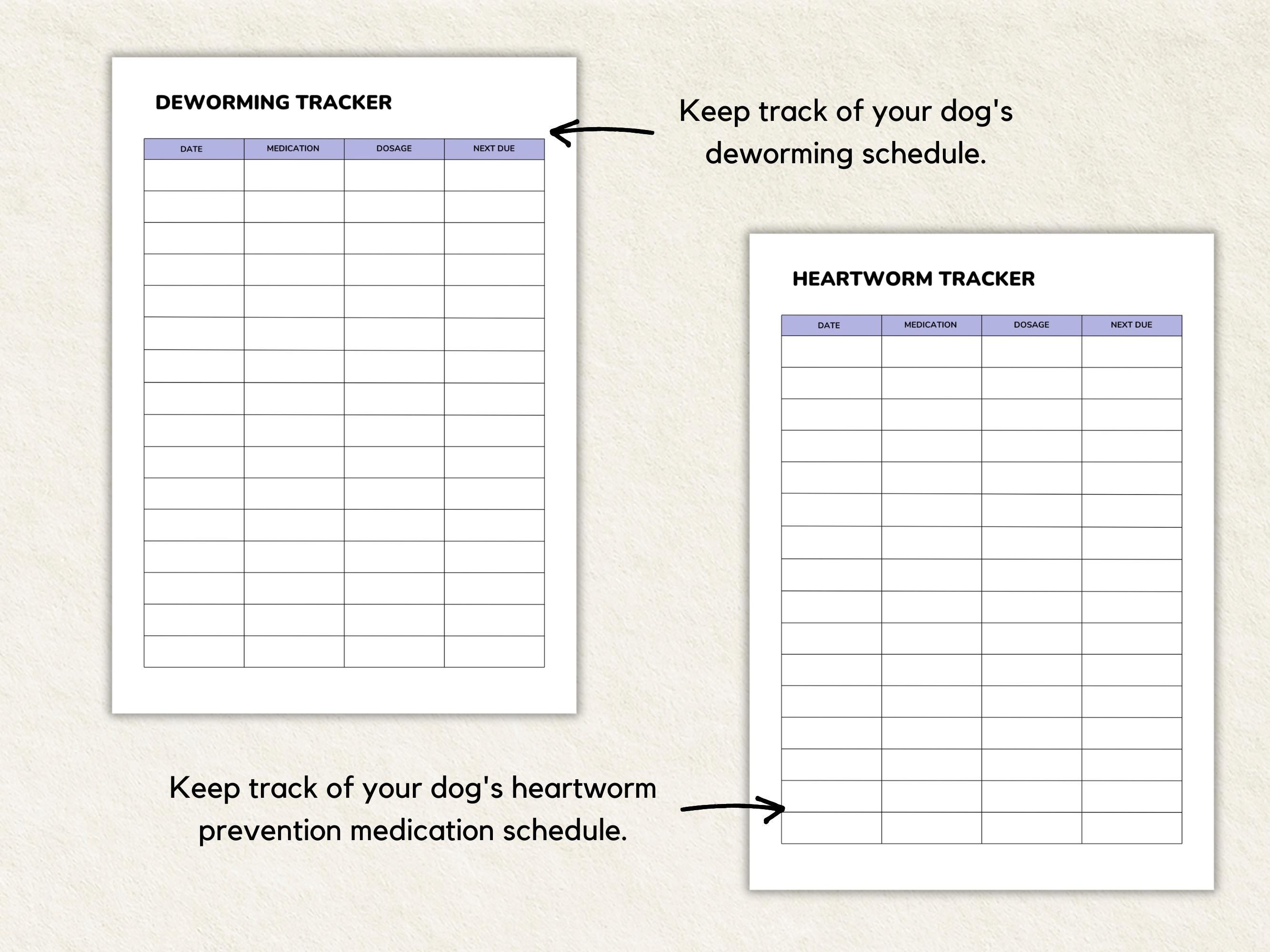 Dog Health Record Printable Dog Vaccination Record Vet Appointments ...