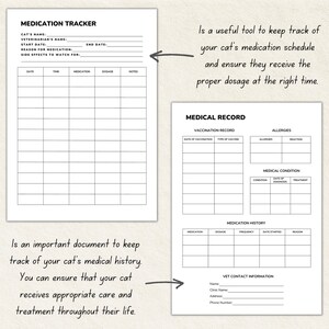 Cat Health Record Printable Kitten Vaccine Record Vet Appointments Cat ...