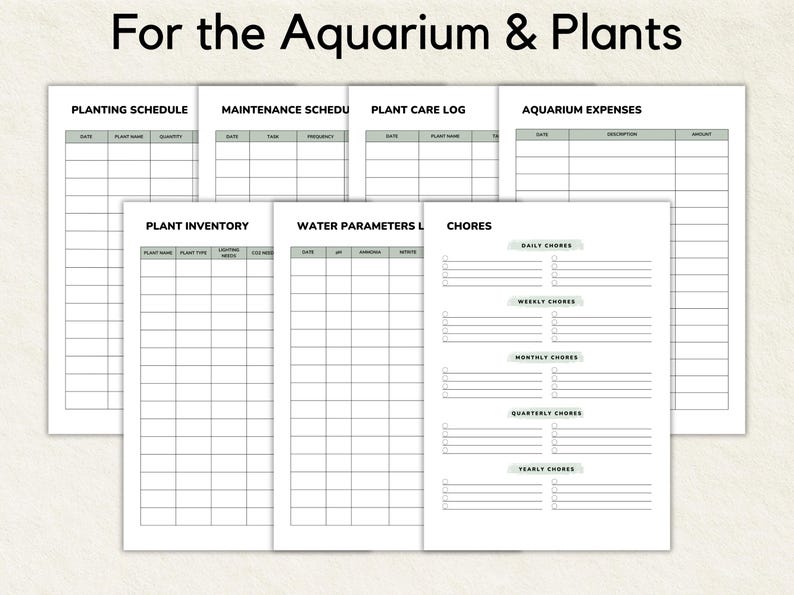 Fish Planner Bundle Aquarium Journal Printable Aquarium Logbook ...