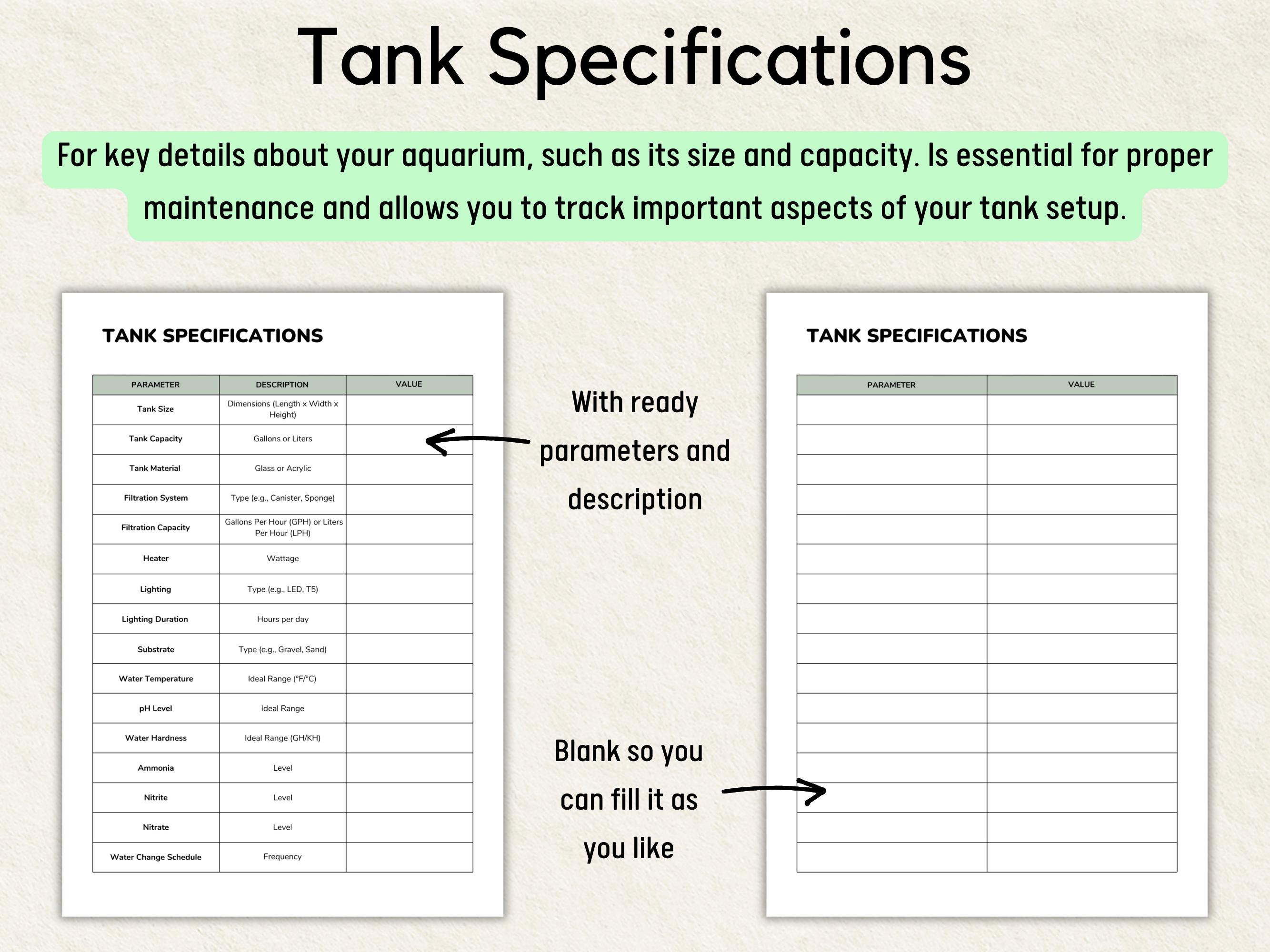 Fish Planner Bundle Aquarium Journal Printable Aquarium Logbook ...