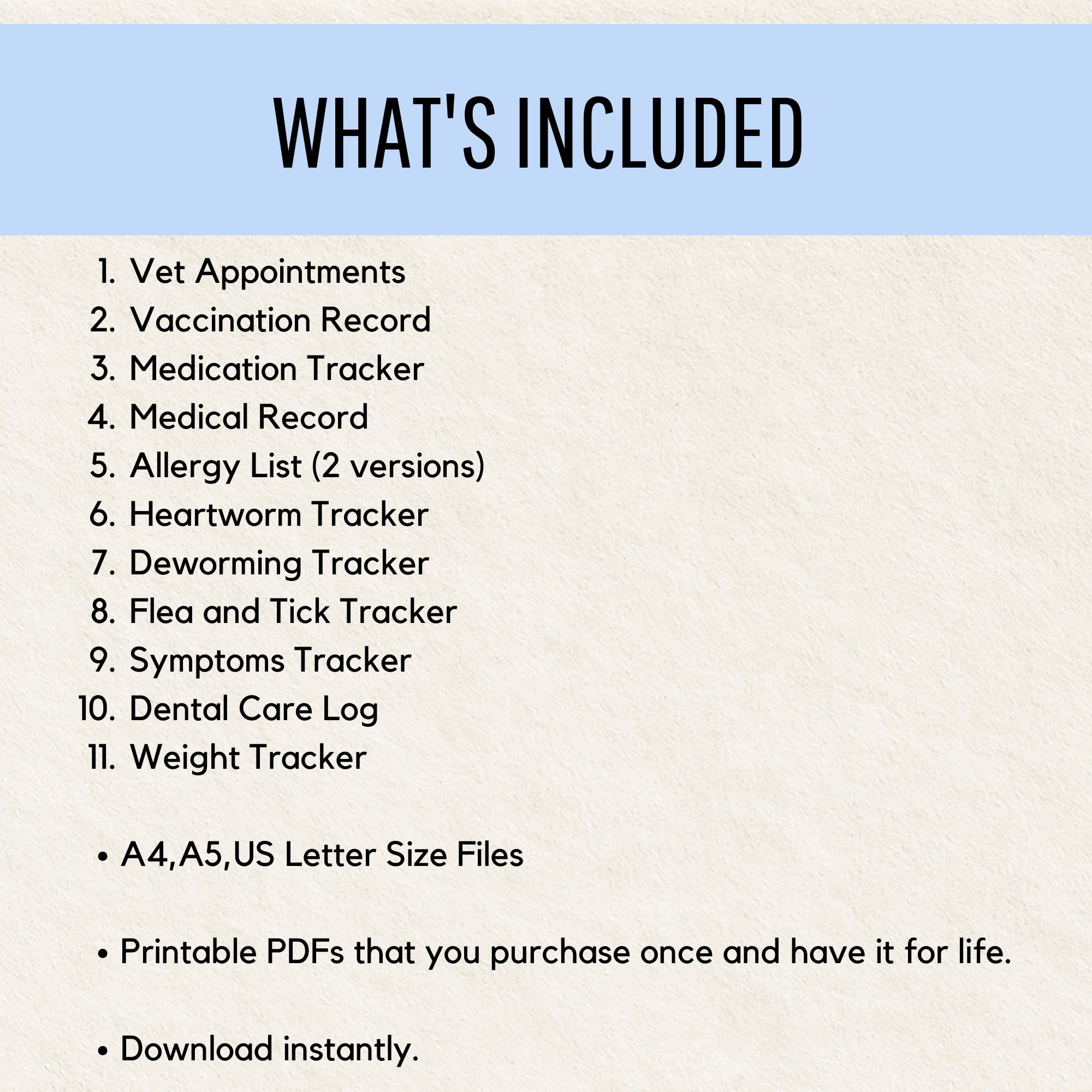 Cat Health Record Printable Kitten Vaccine Record Vet Appointments Cat ...